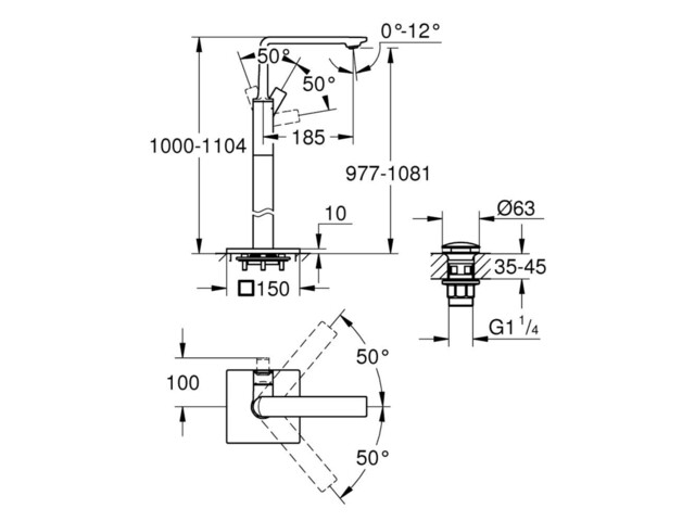 Allure Wolnostojąca jednouchwytowa bateria umywalkowa 23856A01 ...