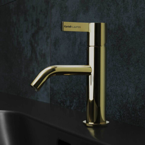 Basin mixer, projection 115 mm, fixed spout, without pop-up waste, PVD ...