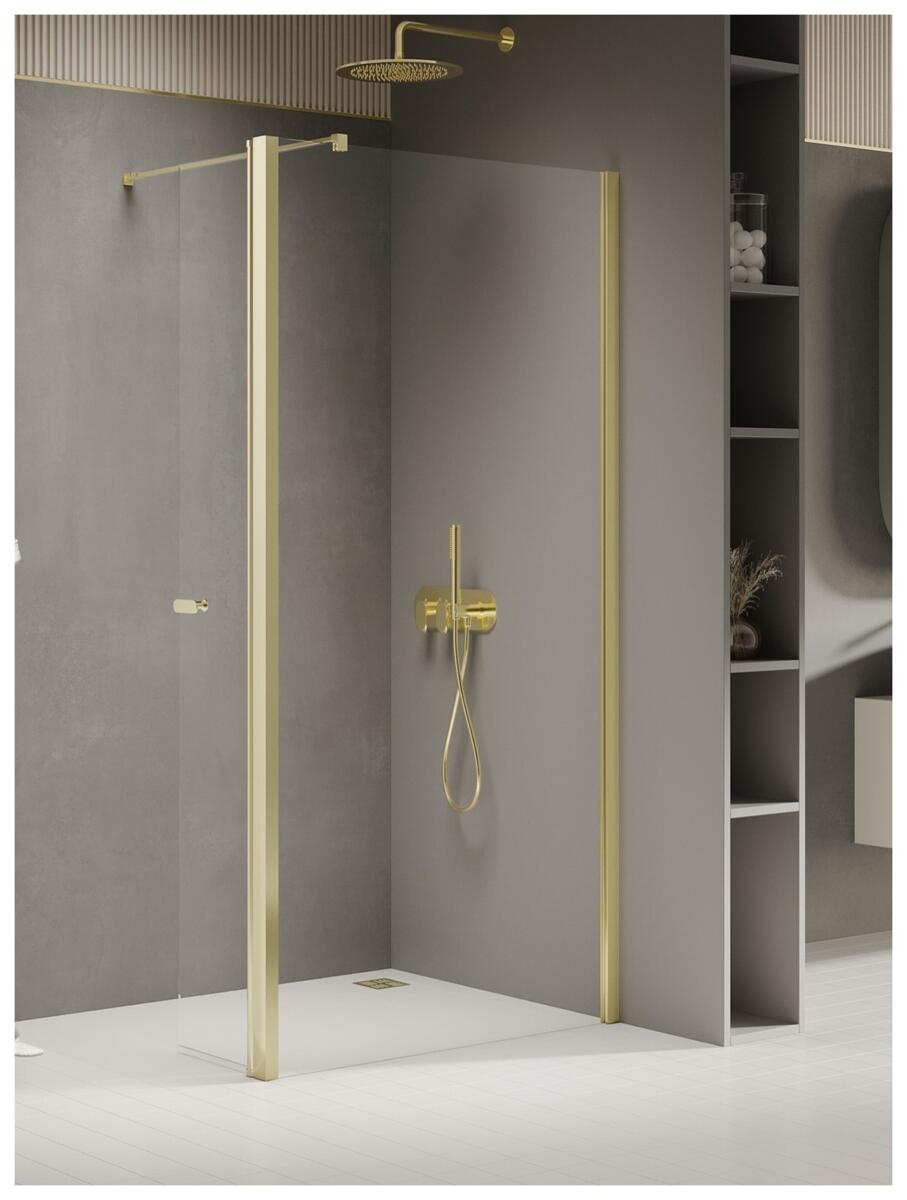 New Soleo Light Gold walk-in shower enclosure with additional wall ...