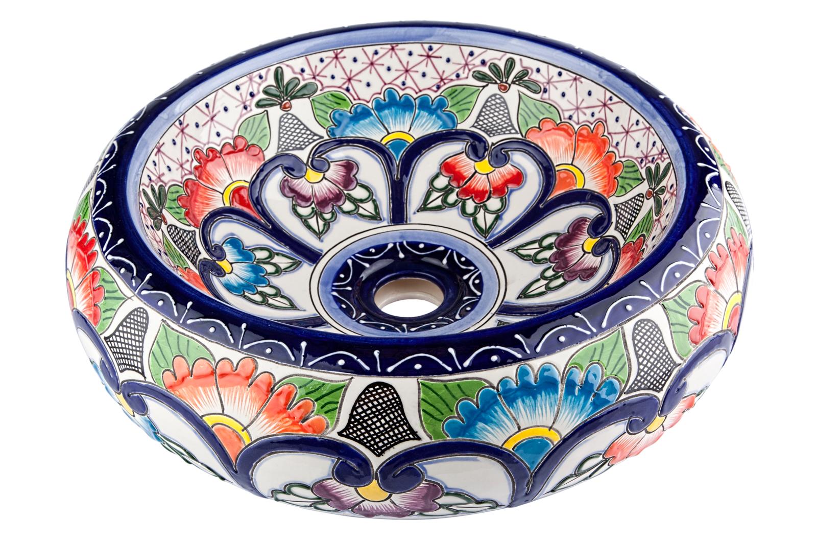Victoria - hand-painted countertop basin from Mexico | UN-OBLA-A40 ...