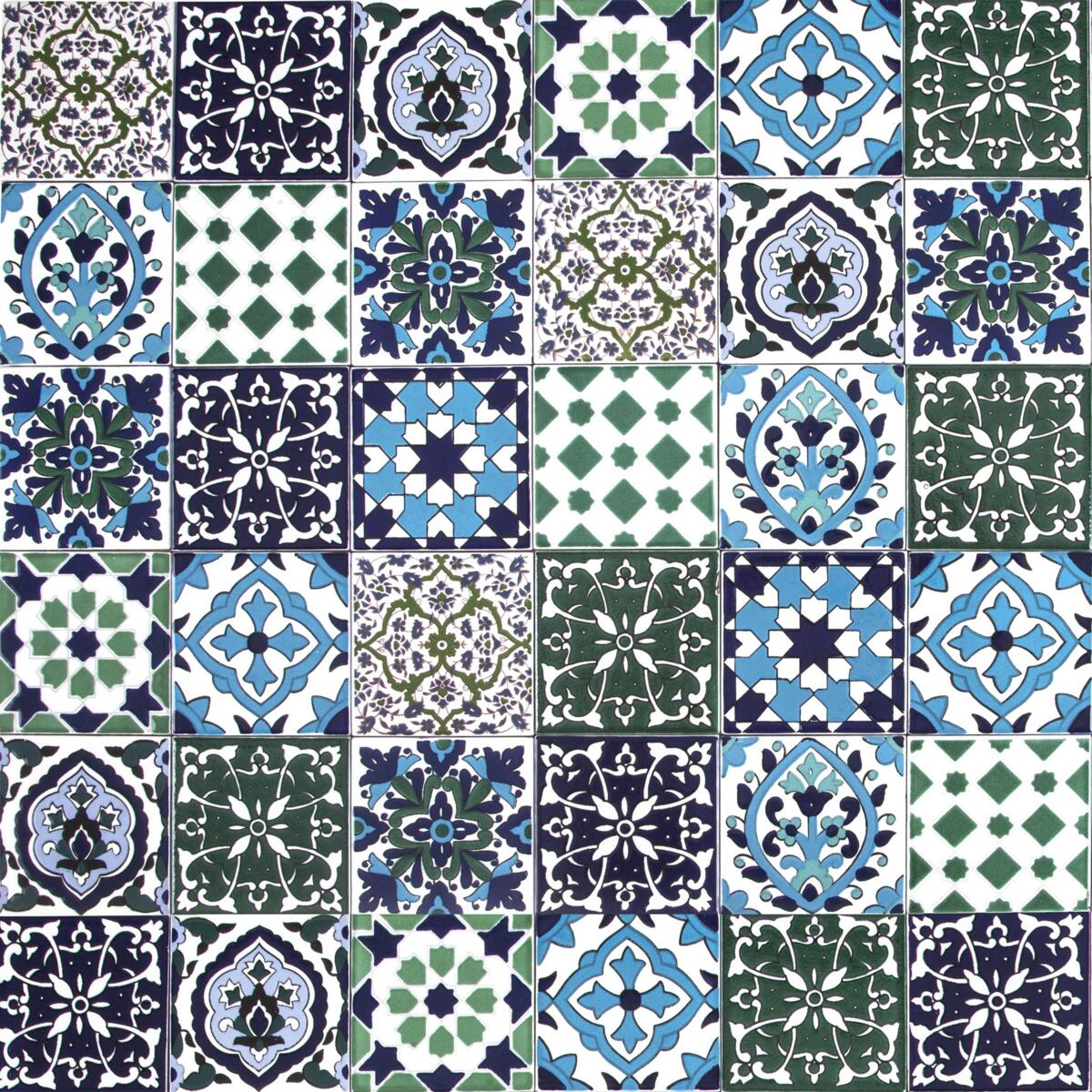 Muhit - Decorative Tunisian Patchwork 10 x 10 cm, 50 tiles per box ...