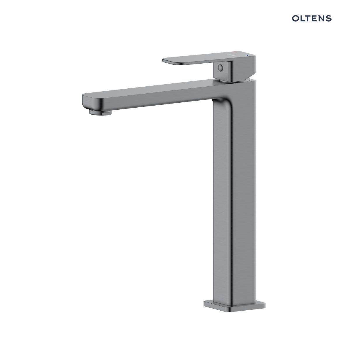 Oltens Hadsel high standing wash basin mixer, graphite 32404400 ...