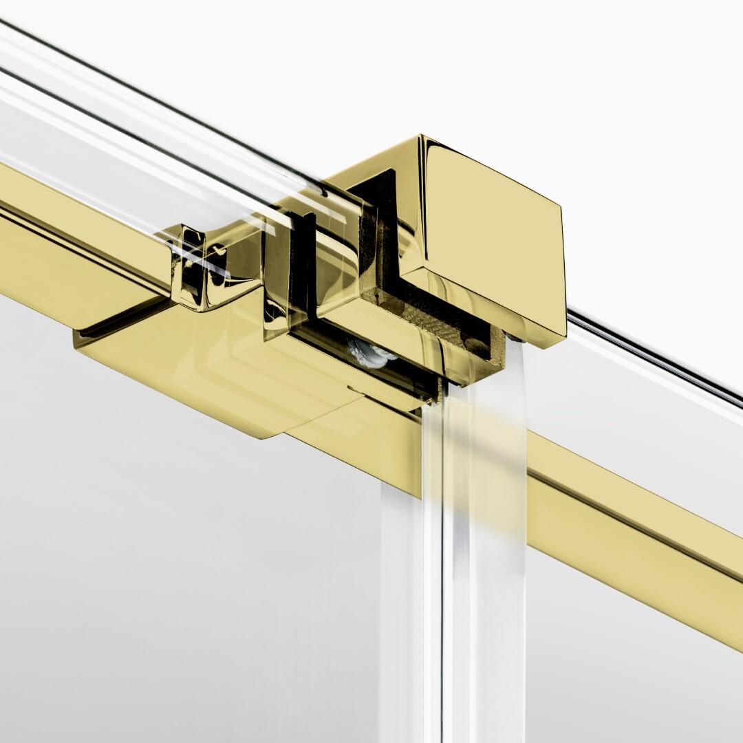 Walk-in shower cabin Smart Light Gold, sliding, slanted bracket, raili ...