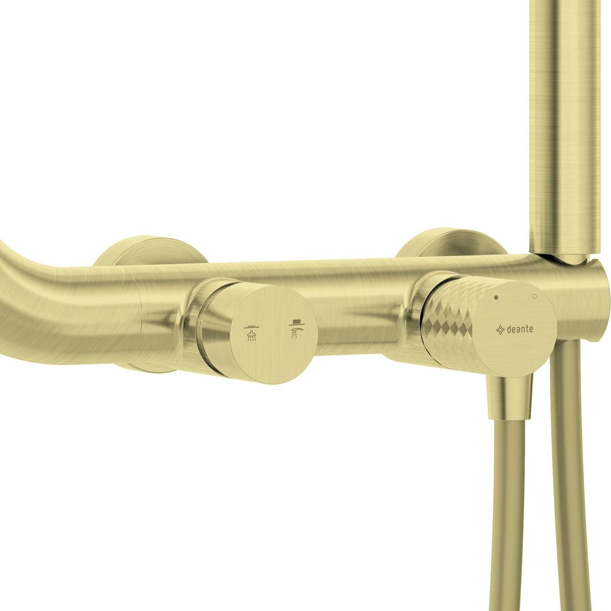 SILIA HEXA - Shower column, with shower mixer - brushed gold - NHS_R4X ...