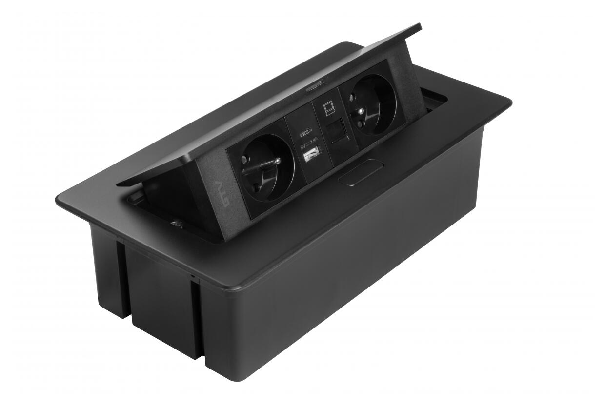 MULTISOFT Furniture Socket 2x Socket with Earthing, USB A+C, RJ45, Pow ...