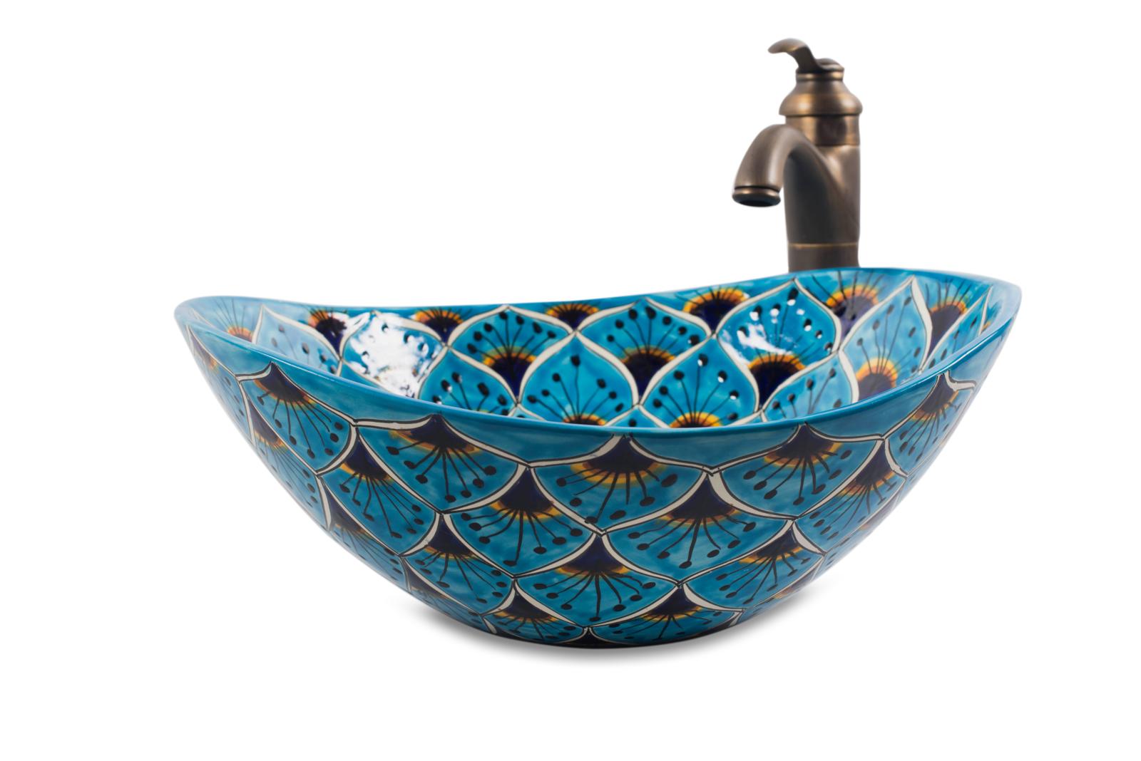 Azura - hand-painted countertop basin from Mexico | UN-LODKA-A1 ...
