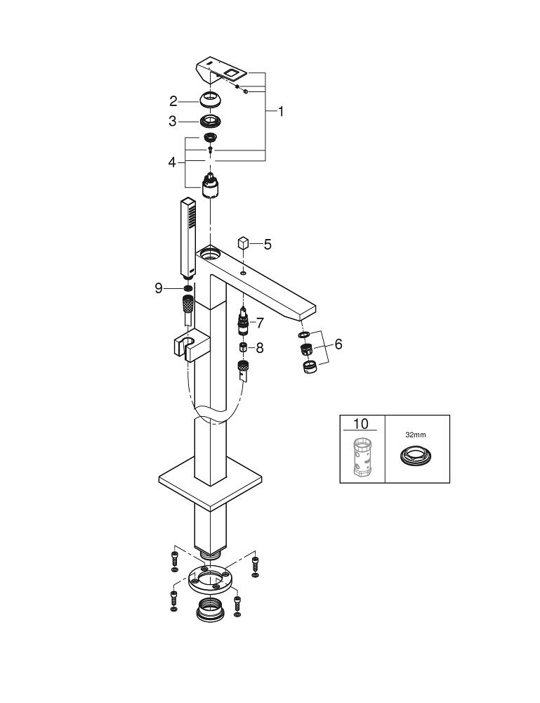 Eurocube Wolnostojąca bateria wannowa 23672001 | 23672001 | GROHE ...
