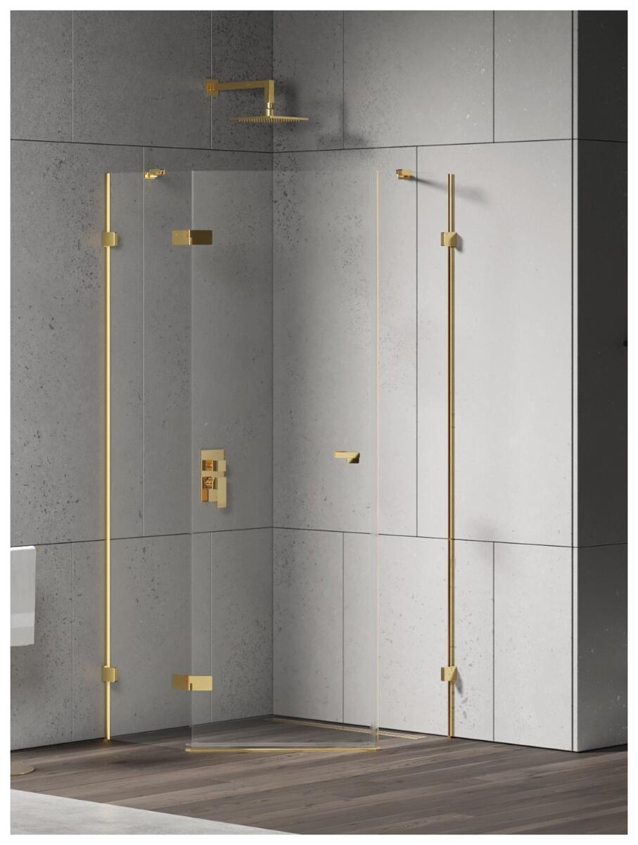 Eventa Gold Shine shower enclosure, pentagonal | EXK-4834 | NEW TRENDY ...