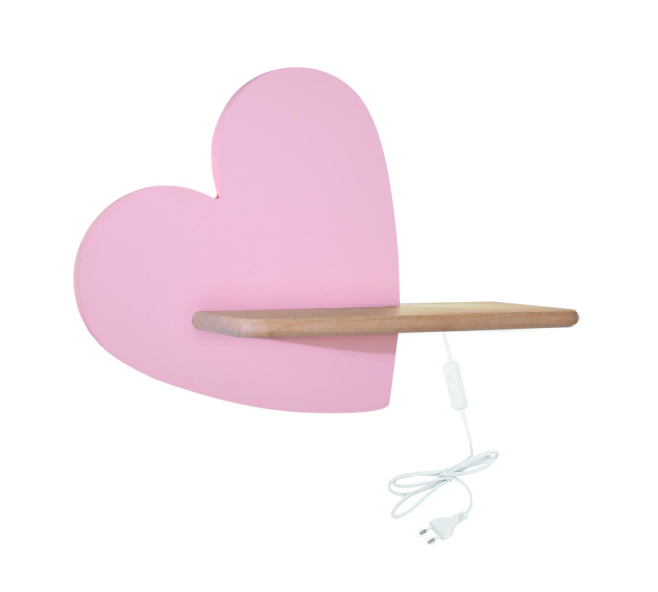 HEART LAMPA KINKIET 5W LED IQ KIDS Z PRZEWODEM Z WŁ. I WTYCZKĄ RÓŻOWY ...